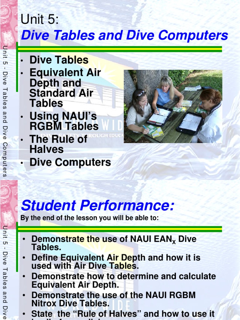 Unit 5:: Dive Tables and Dive Computers | PDF | Scuba Diving | Recreation