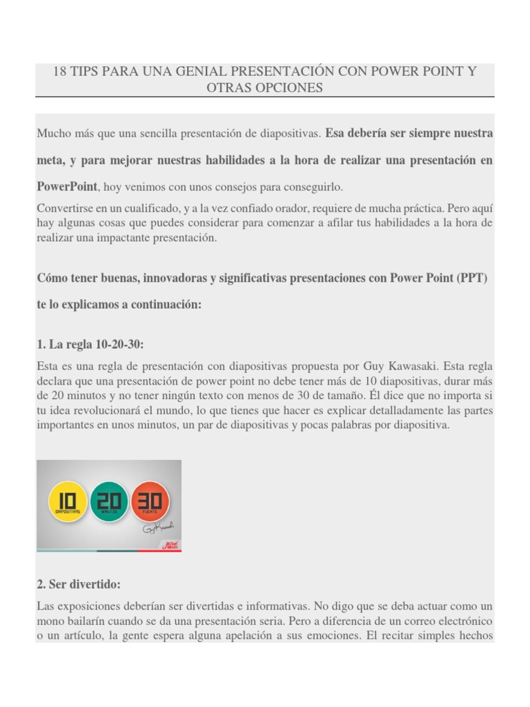Tips para Presentaciones Efectivas en PowerPoint | PDF | Microsoft PowerPoint | Multimedia