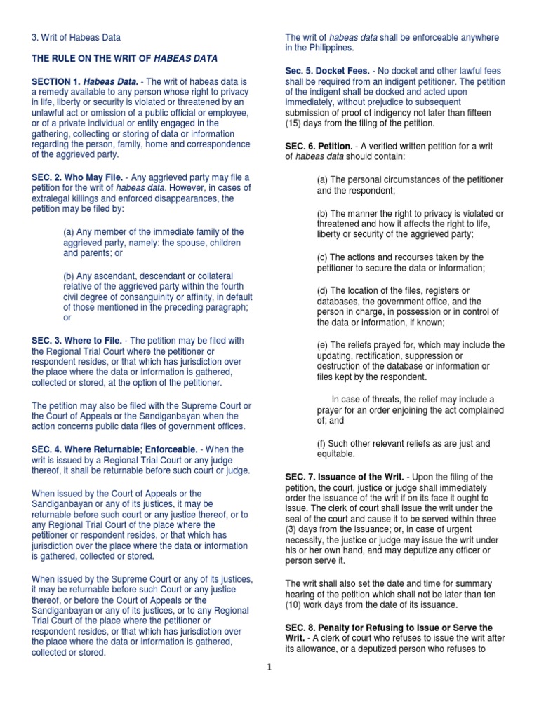 SEC. 6. Petition. - A Verified Written Petition For A Writ | PDF ...