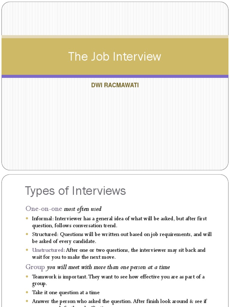 The Job Interview: Dwi Racmawati | PDF | Job Interview | Suit (Clothing)