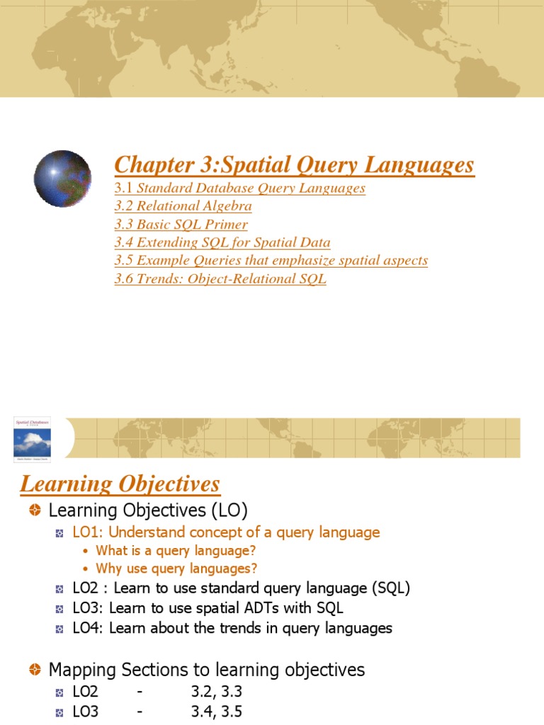 Chapter 3:spatial Query Languages | Download Free PDF | Sql | Databases