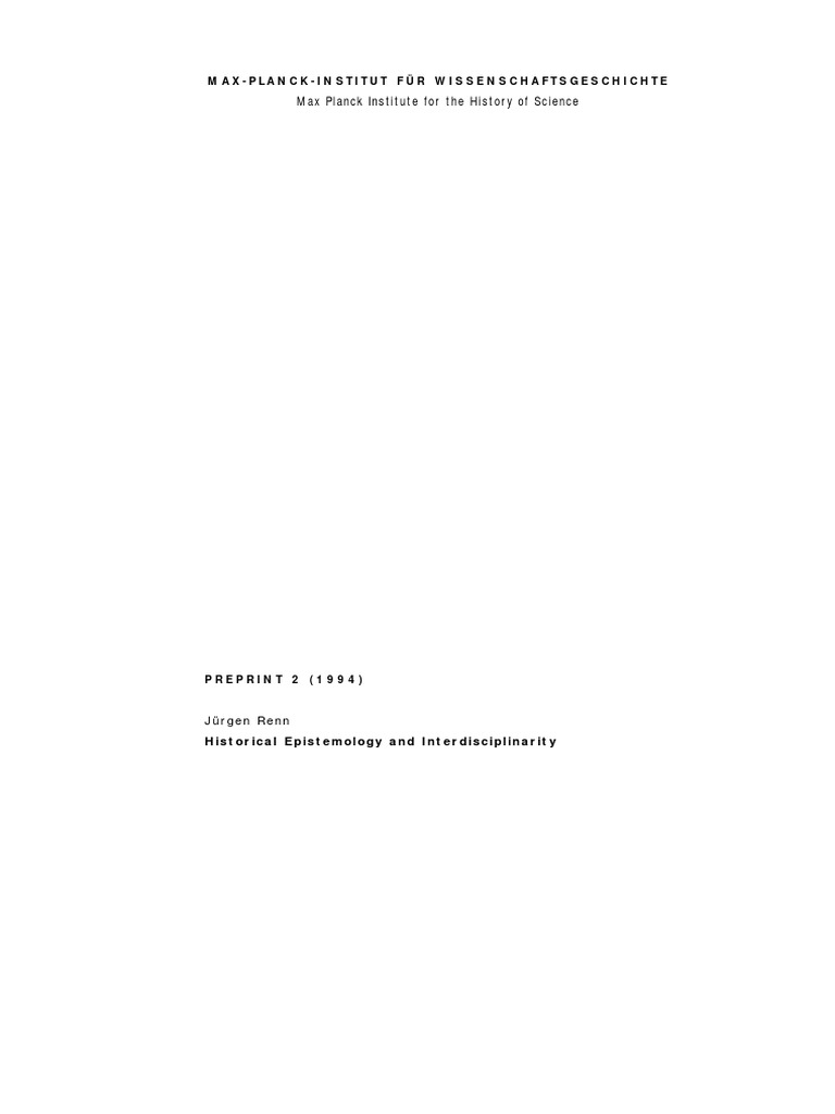 Historical Epistemology and Science Interdisciplinarity | PDF ...