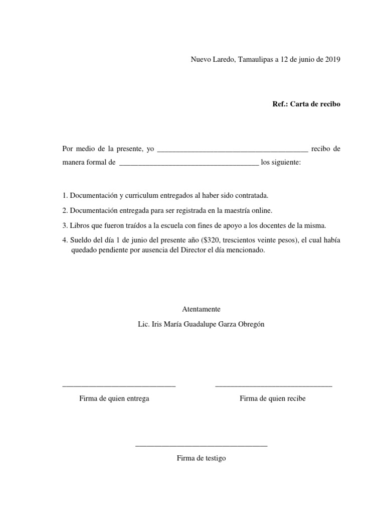 Carta de Recibo | PDF