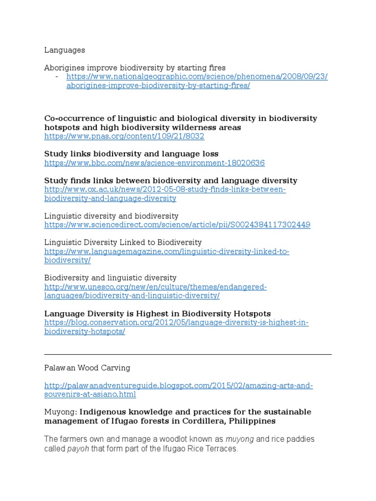 Language Diversity | PDF | Biodiversity | Trees