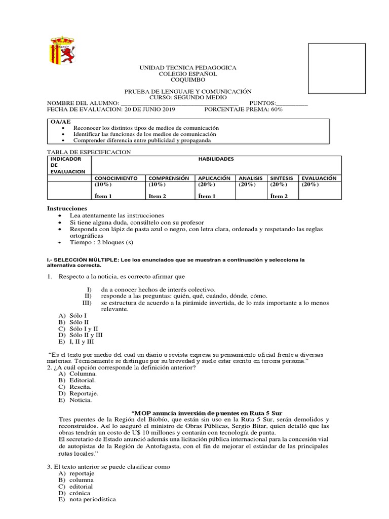 Prueba medios de comunicación | PDF | Radio | Medios de comunicación)