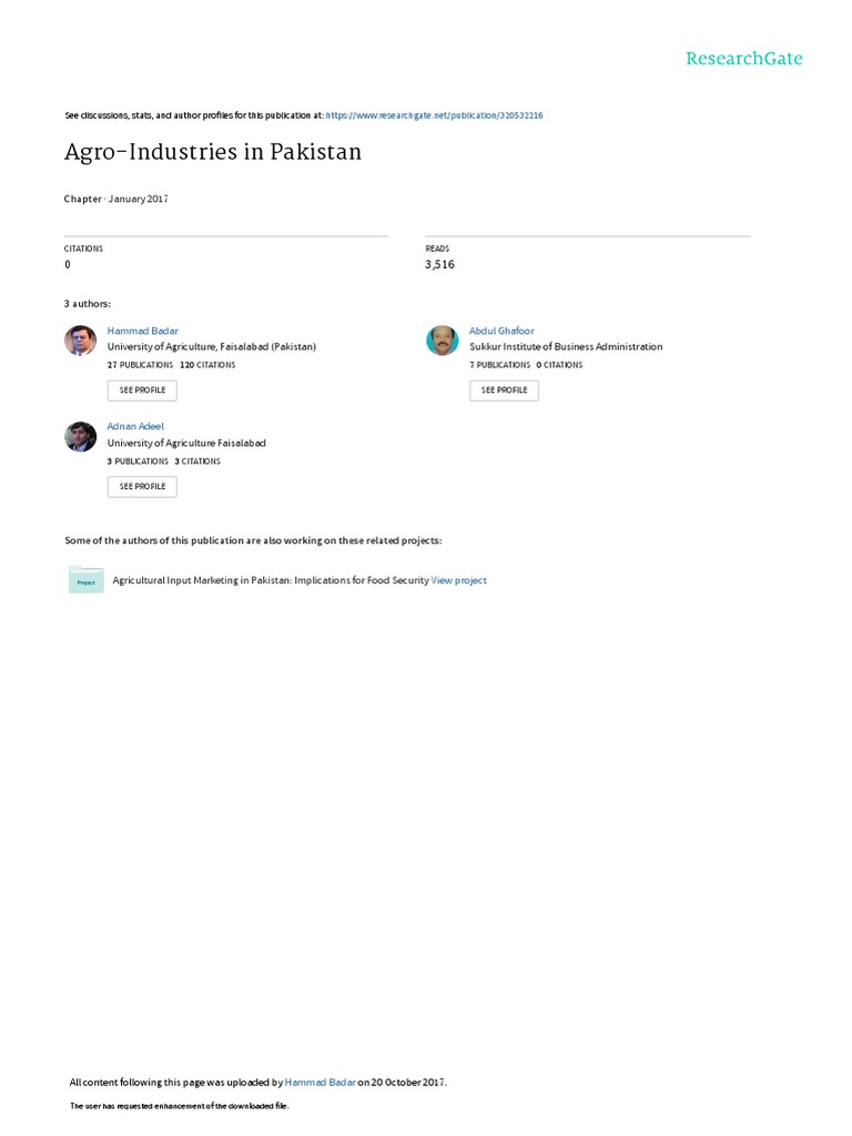 Lecture 1, 2017 - Hammad Badar, Agro-Industries in Pakistan | PDF | Legume | Fruit Preserves