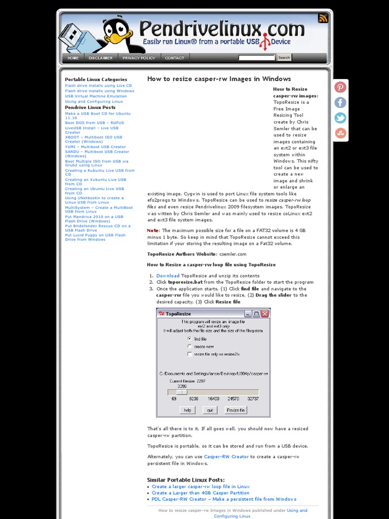 How To Resize Casper-Rw Images in Windows - Usb Pen Drive Linux | PDF ...