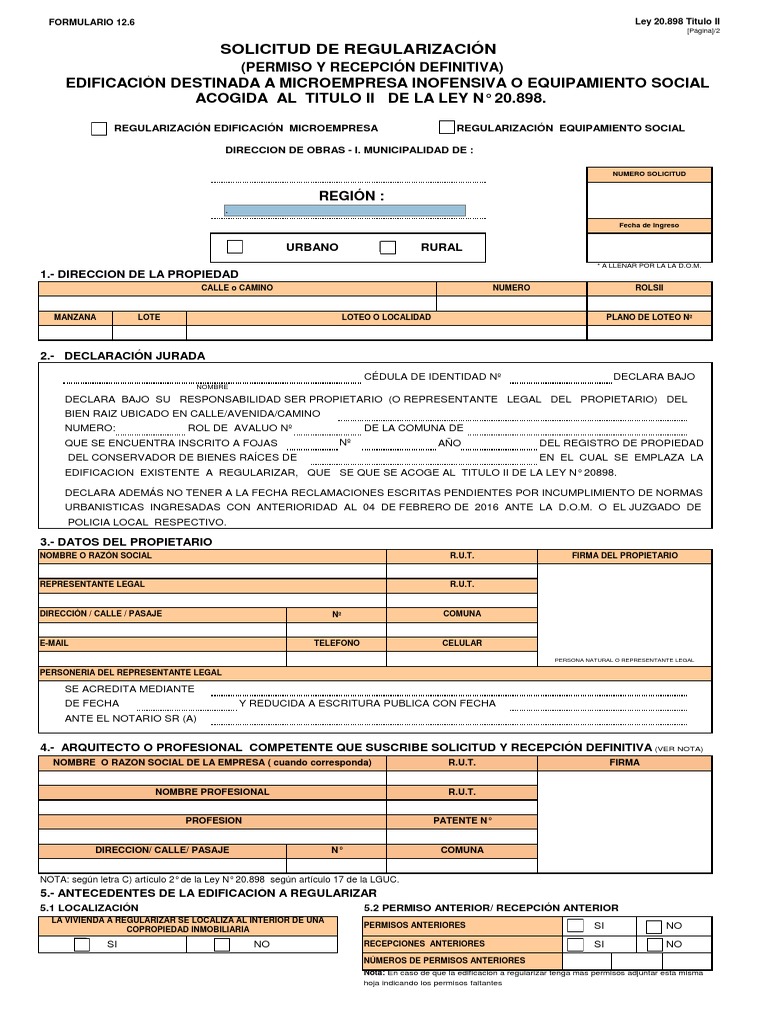 12.6 Sol Tit II Ley 20898 PDF | PDF | Arquitecto | Business