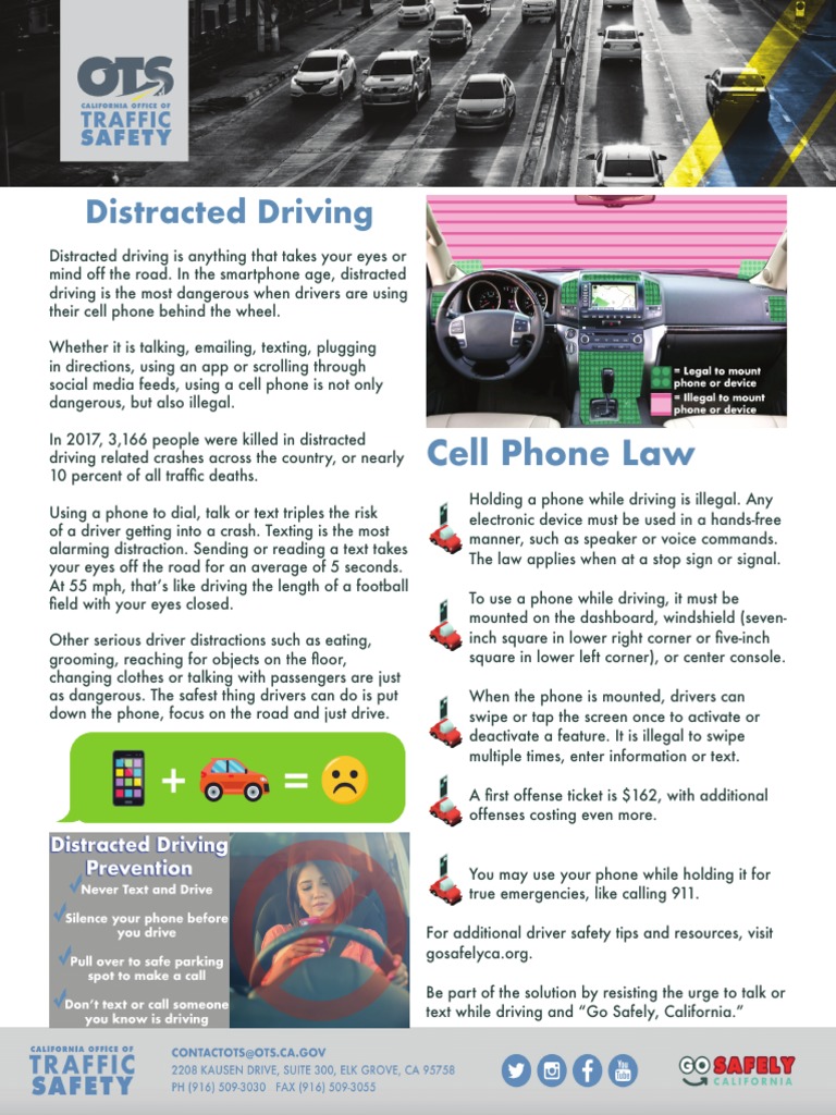 OTS Fact Sheet Distracted Driving 2019 Final | PDF | Smartphone ...