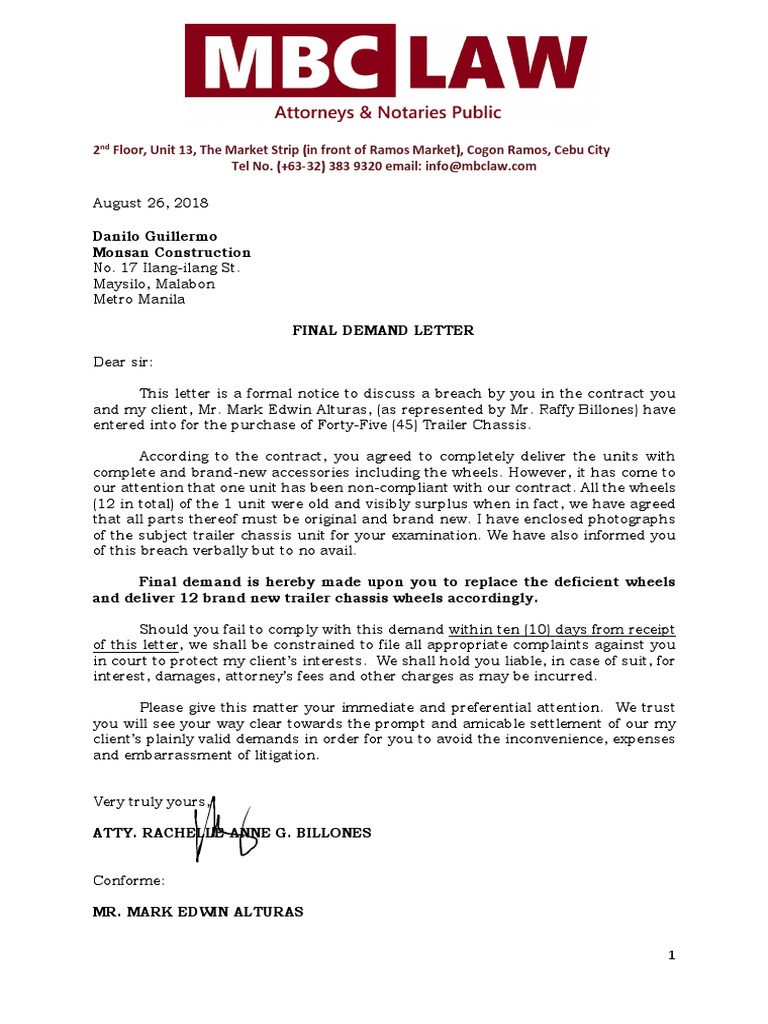 Final Demand Letter a