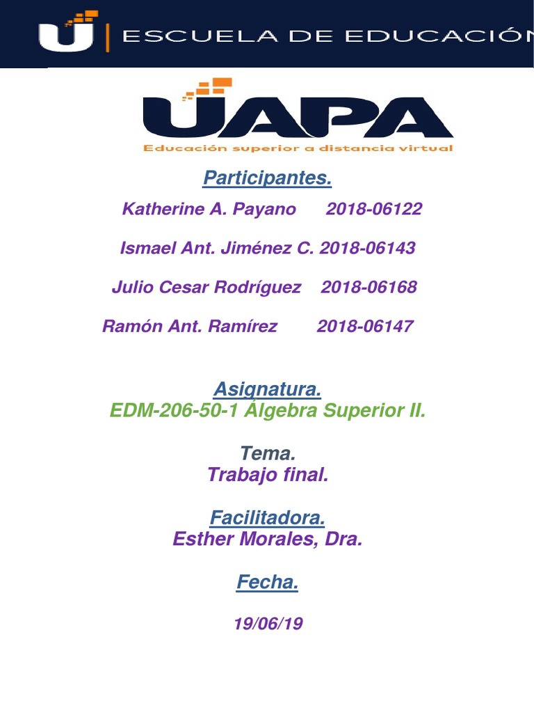 Trabajo Final de Algebra Superior II | PDF | Sistema de ecuaciones ...