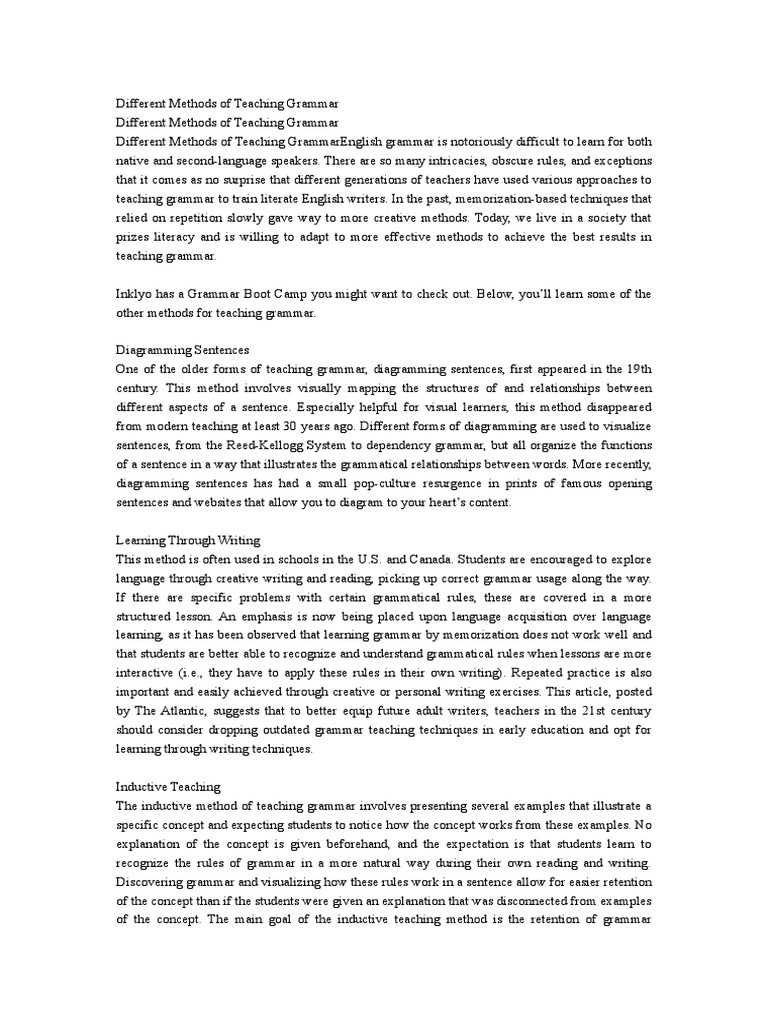Teaching and Testing Grammar | PDF | Grammar | Teaching Method