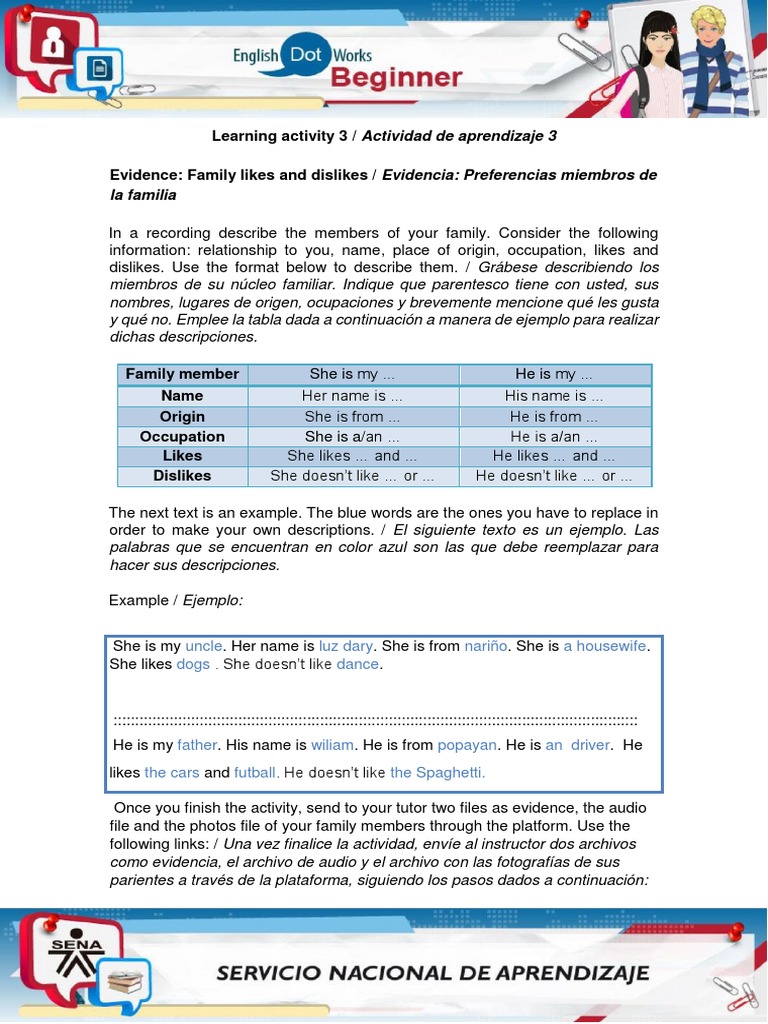 Evidence Family Likes and Dislikes | PDF