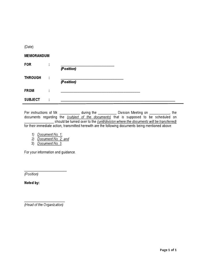 Memo - Transmittal of Document | PDF