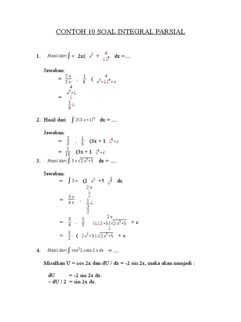 Contoh 10 Soal Integral Parsial | PDF | Metode & Bahan Ajar