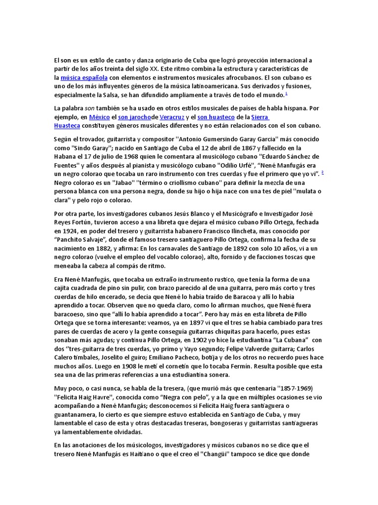 Orígenes y evolución del son cubano | PDF | Musica Latinoamericana ...