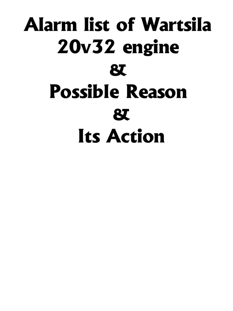 Alarm List of Wartsila 20v32 Engine PDF | PDF | Valve | Fuel Injection