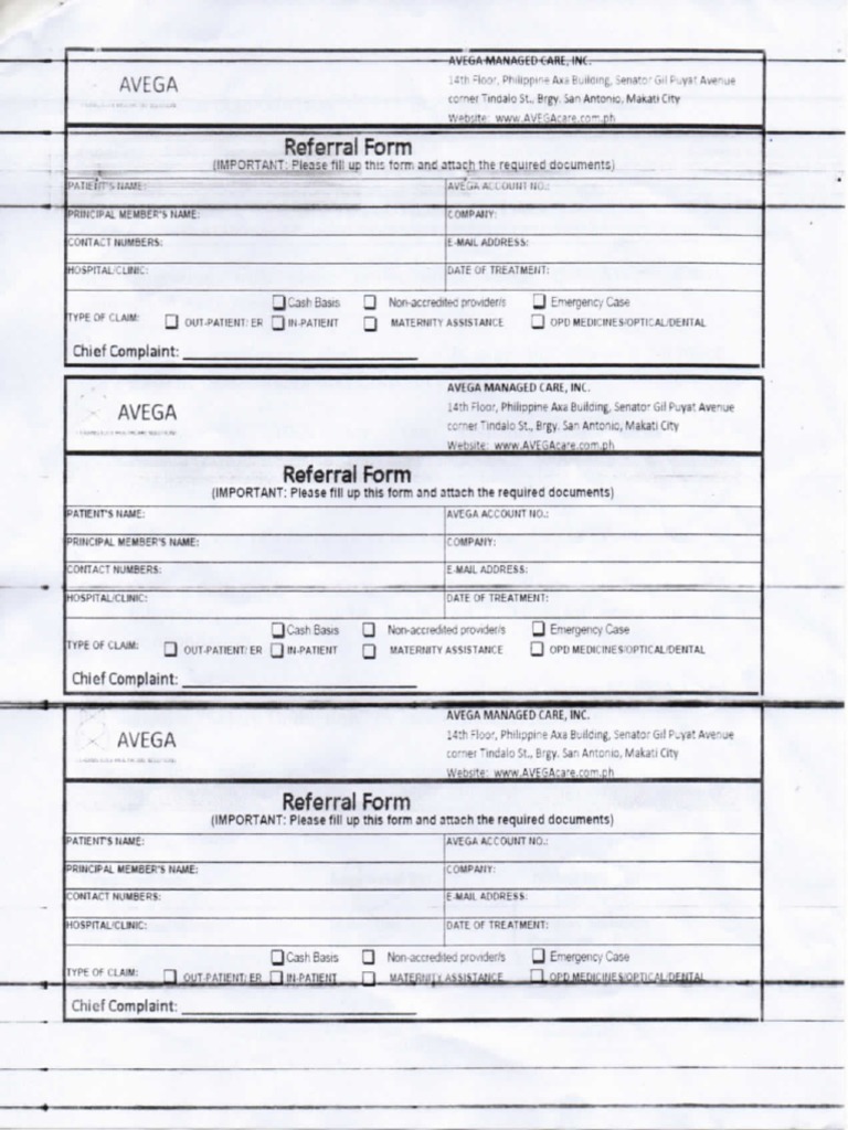 Avega - Referral Form | PDF