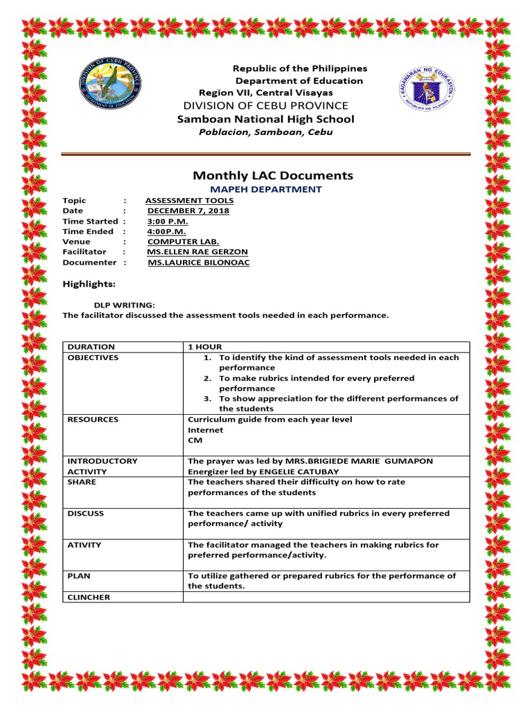Lac Mapeh | PDF | Teachers | Facilitator