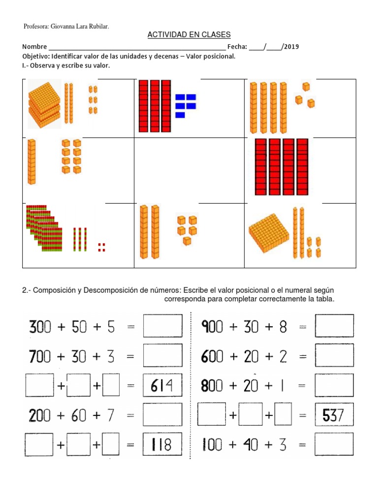 Valor Posicional: Unidades y Decenas | PDF
