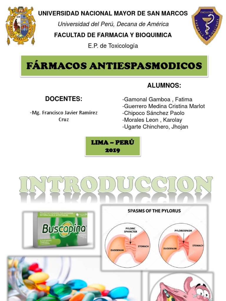 Fármacos Antiespasmódicos: Clasificación y Ejemplos | PDF ...