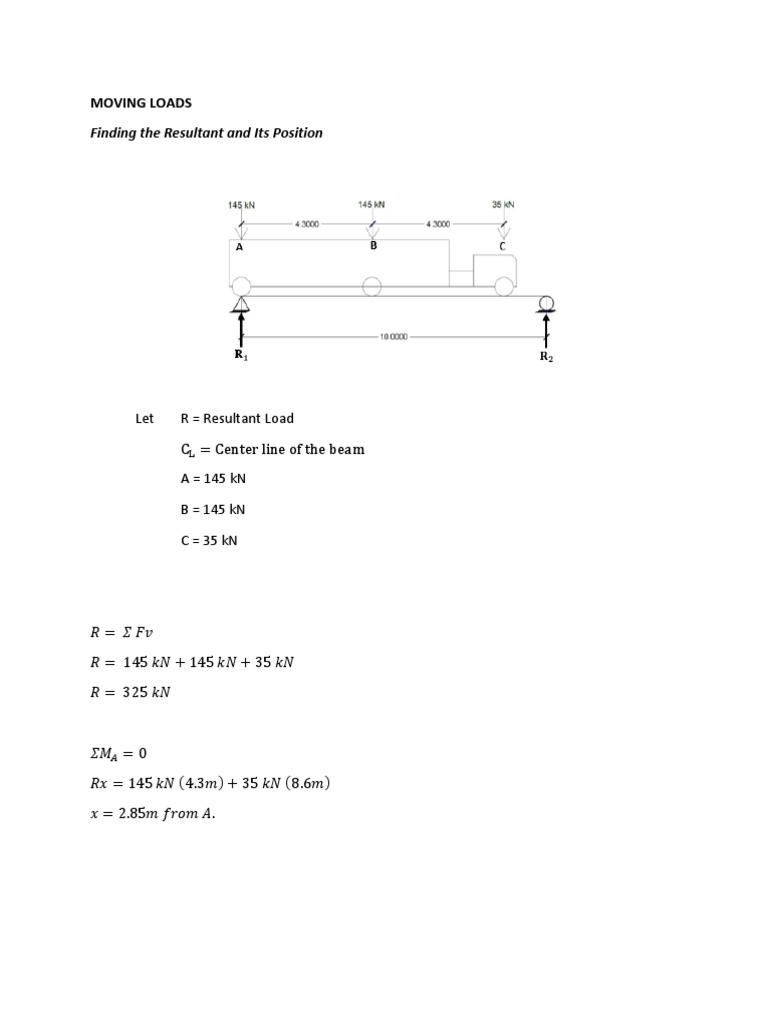 Finding The Resultant and Its Position: Moving Loads | PDF