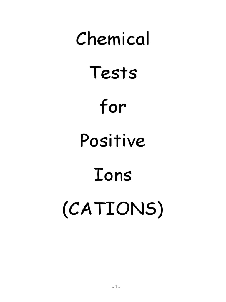 Chemical Tests for the Identification of Common Cations | PDF ...