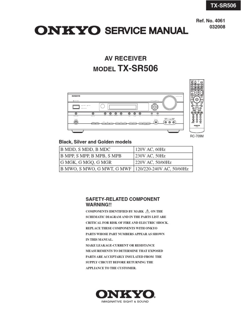 Hfe Onkyo TX-sr506 Service (1) 2 | PDF | Audio Engineering | Electrical Engineering