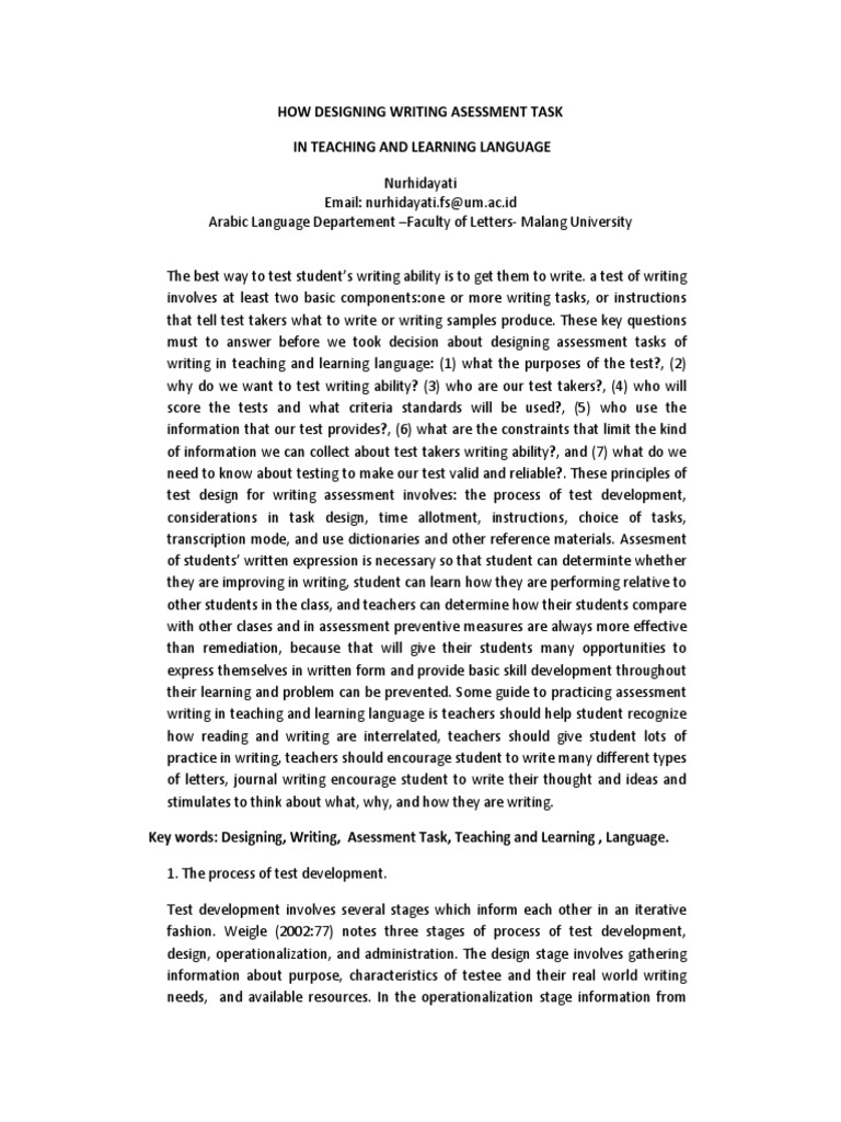 How Designing Writing Asessment Task | PDF | Educational Assessment ...