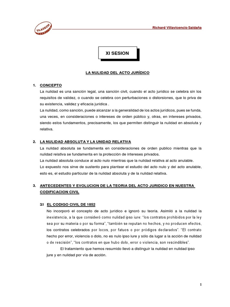 Nulidad Del Acto Juridico | PDF | Instrumento jurídico | Nulo (ley)