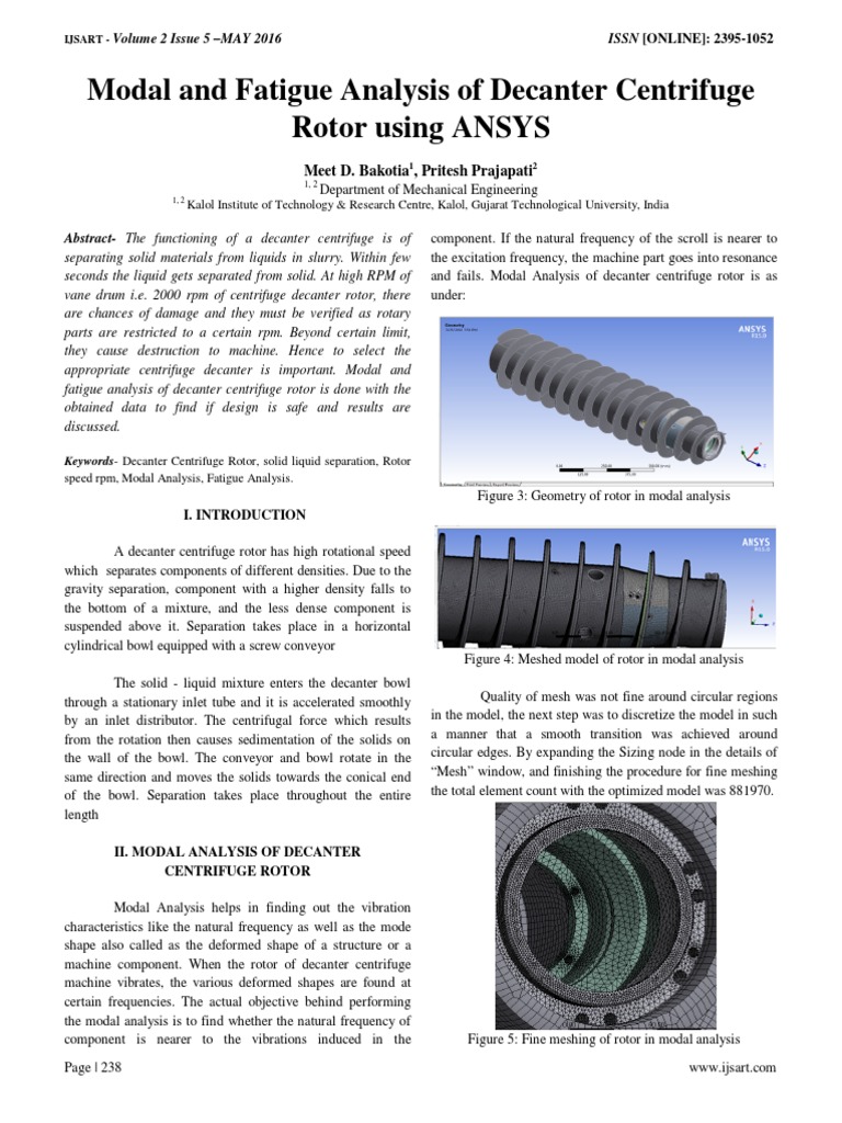 Modal and fatigue analysis of decanter centrifuge rotor | PDF ...
