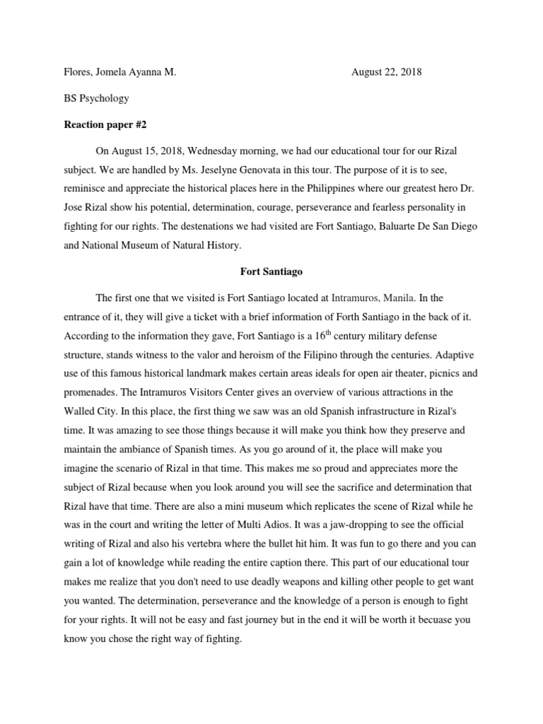 Reaction Paper #2: Intramuros, Manila | PDF