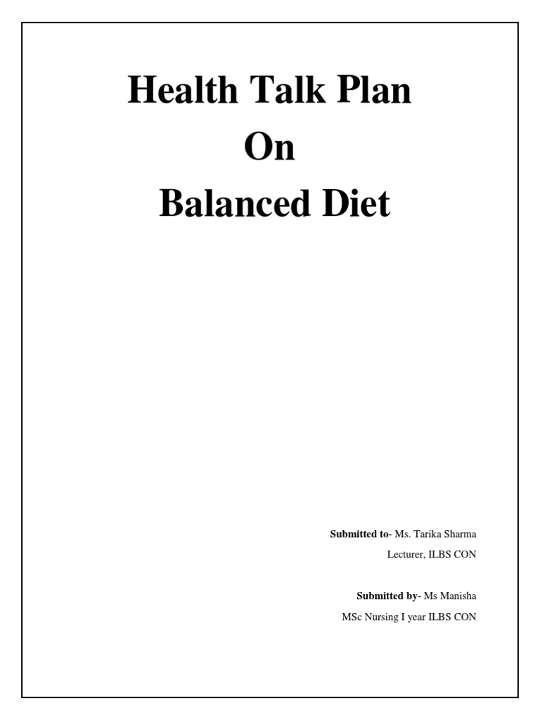 Health Talk Plan | PDF | Nutrients | Nutrition