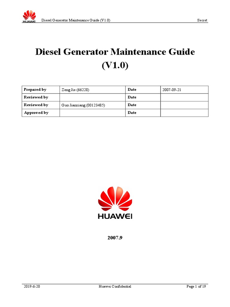 Diesel Generator Maintenance Guide (V1.0) | PDF | Motor Oil | Diesel Engine