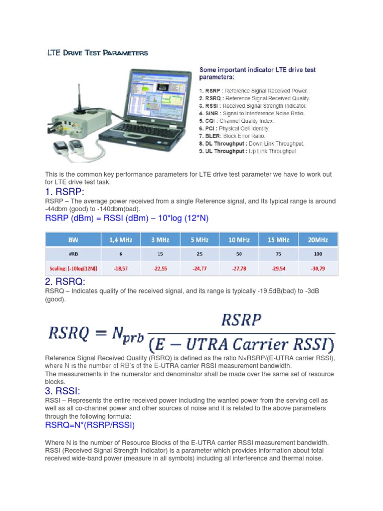 LTE Drive Test Parameters | Download Free PDF | Bit Rate | Bandwidth ...