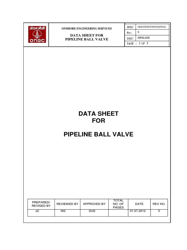 6.1 Data Sheet For Pipeline Ball Valve | Download Free PDF | Pipe ...