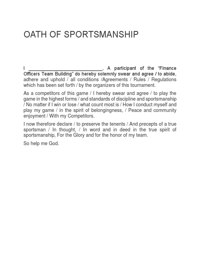 Oath of Sportsmanship | PDF | Sports