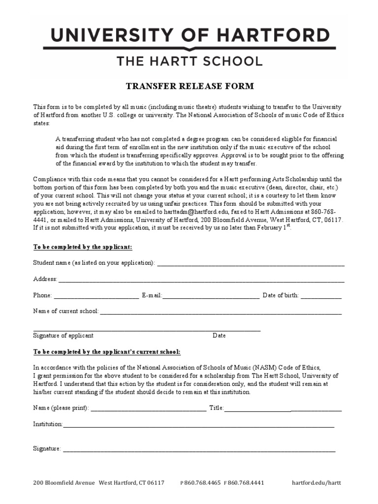 Transfer Release Form: To Be Completed by The Applicant | PDF | Business