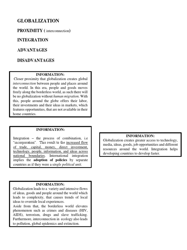 Globalization: Proximity Integration Advantages Disadvantages | PDF | Economies | Wellness