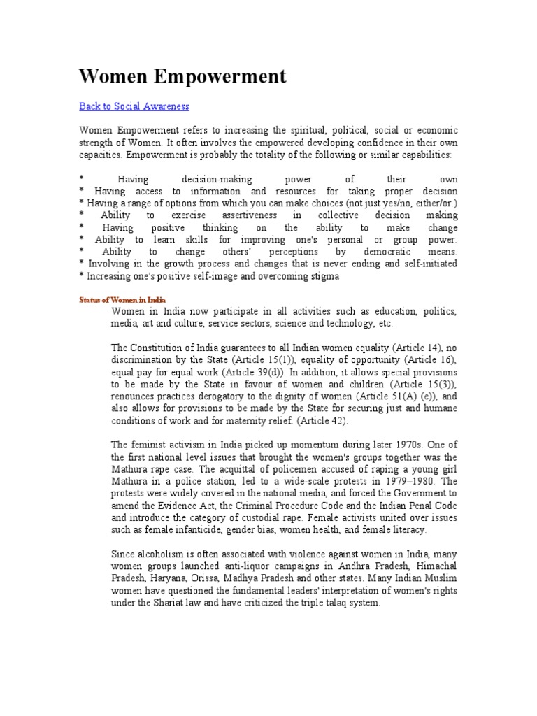 Women Empowerment | PDF | Empowerment | Woman