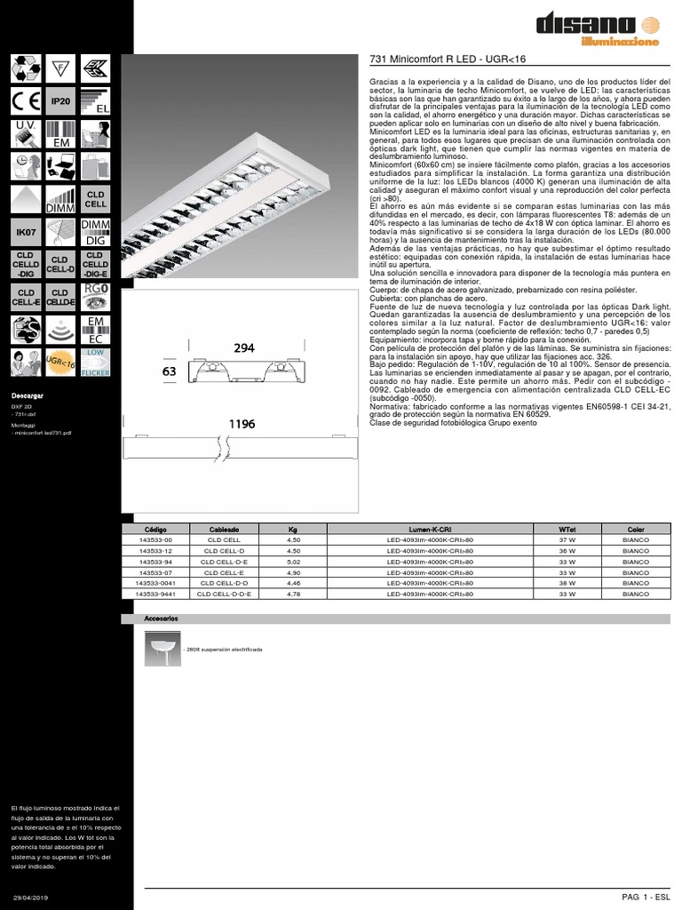 731 Minicomfort R LED - UGRx16 ESL | PDF | Diodo emisor de luz ...