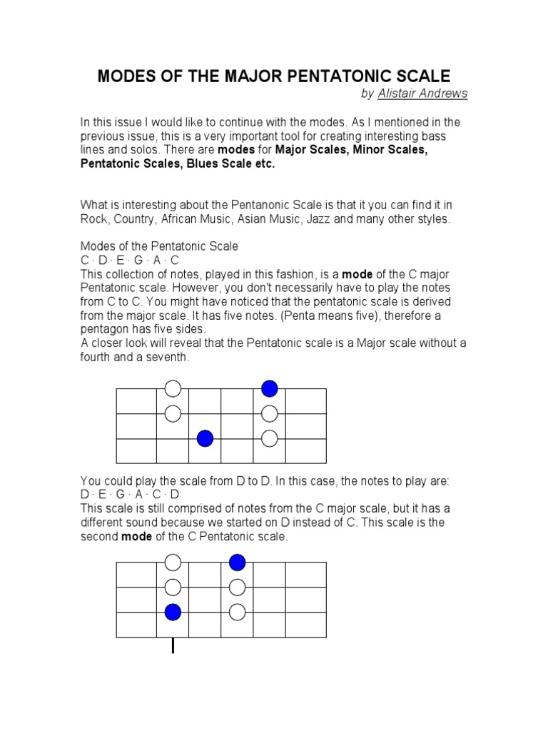Major Pentatonic Scale Modes Explained | PDF | Music Theory | Elements ...