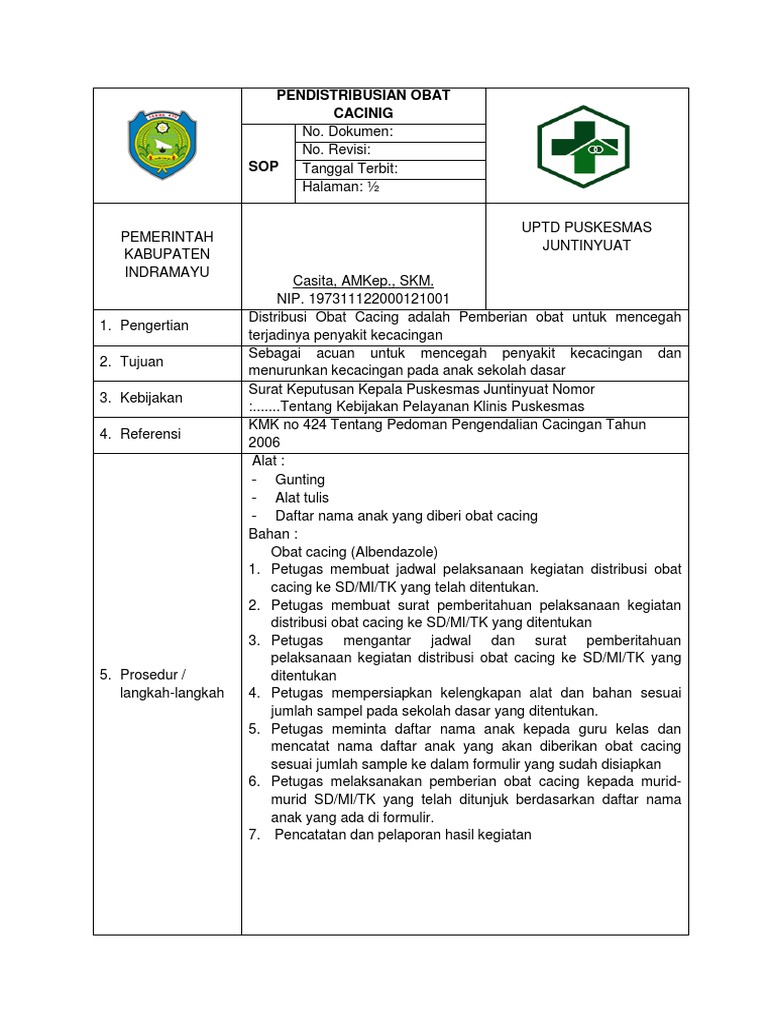 SOP Distribusi Obat Cacing | PDF