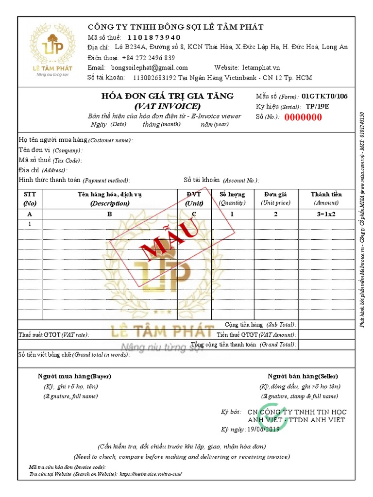Hoa Don Mau PDF | PDF