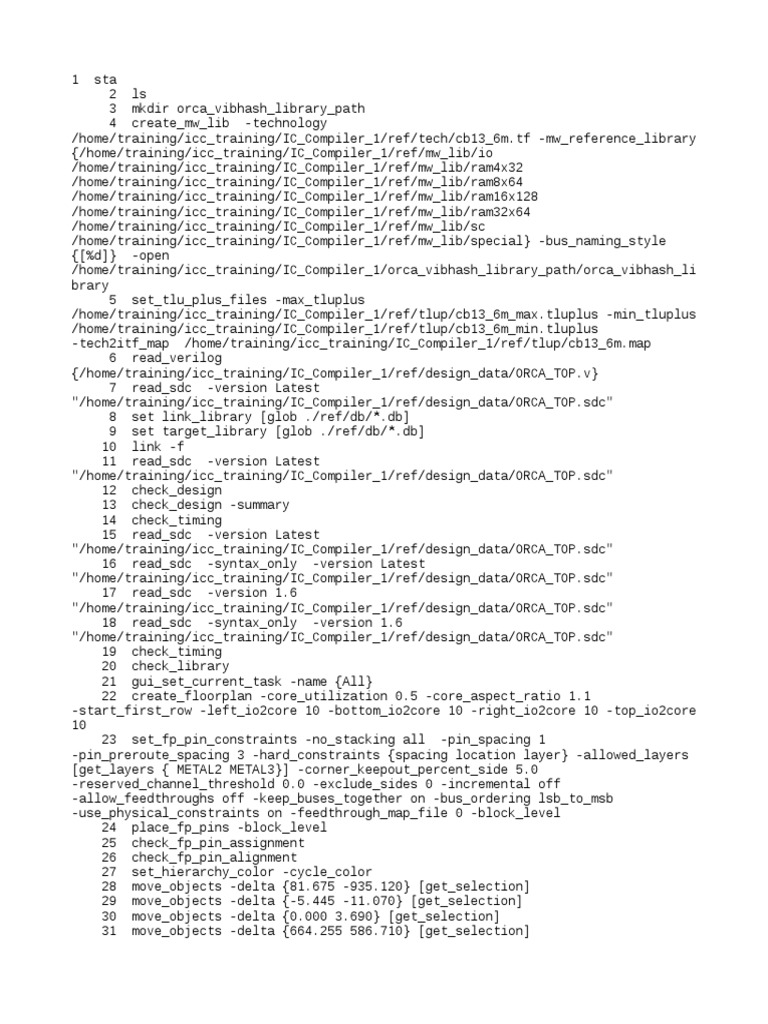 IC Compiler Command Script | PDF