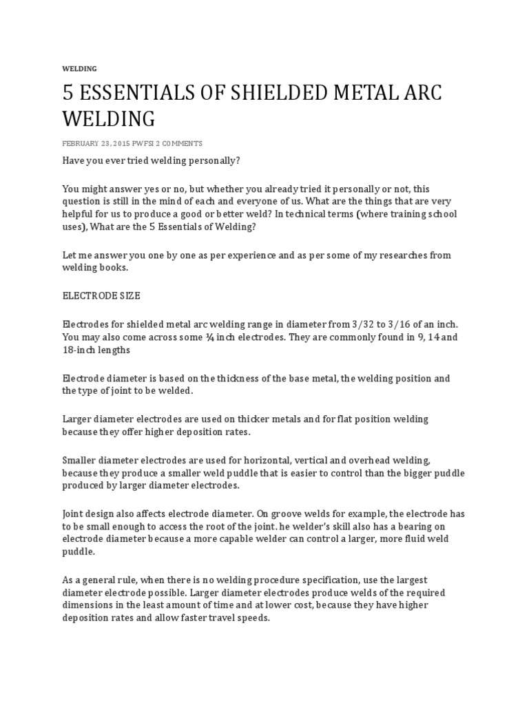 WELDING Essentials | PDF | Electric Arc | Welding