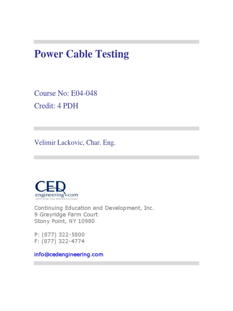 Power Cable Testing | PDF | Coaxial Cable | Insulator (Electricity)