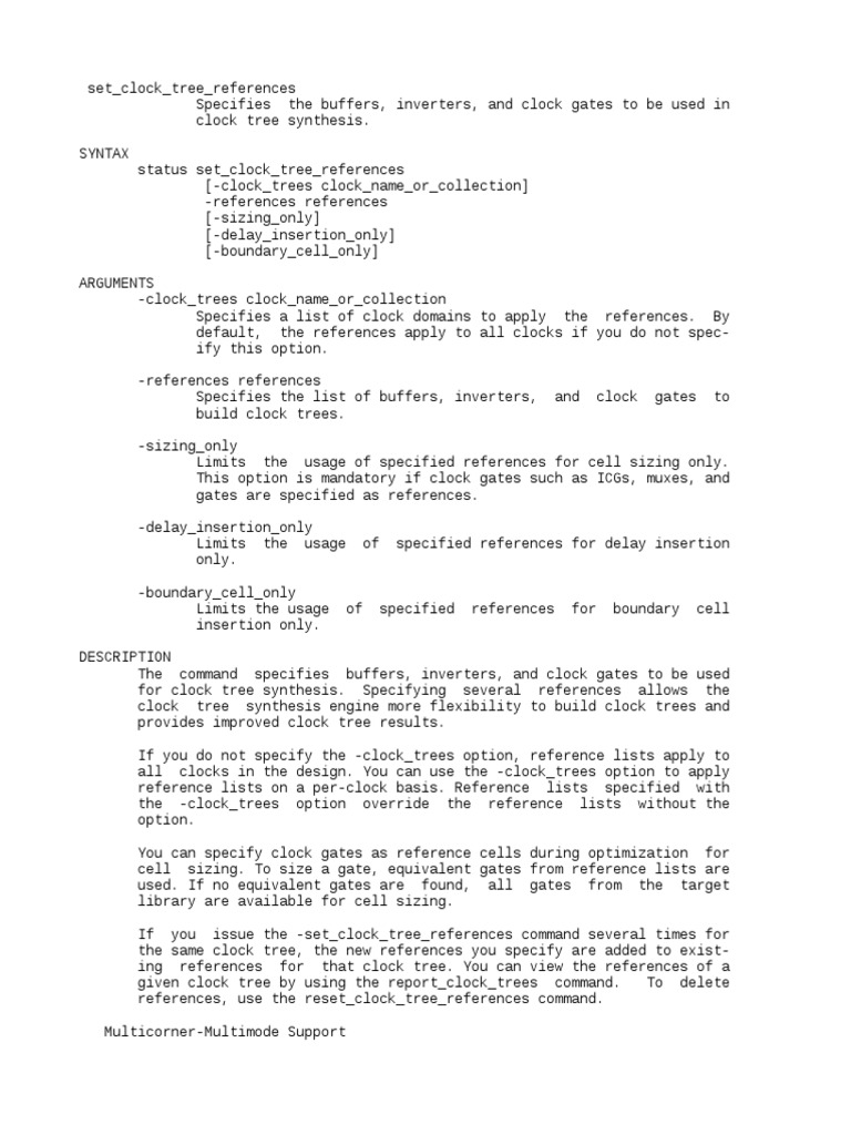 Set Clock Tree References | PDF | Computer Programming | Computing