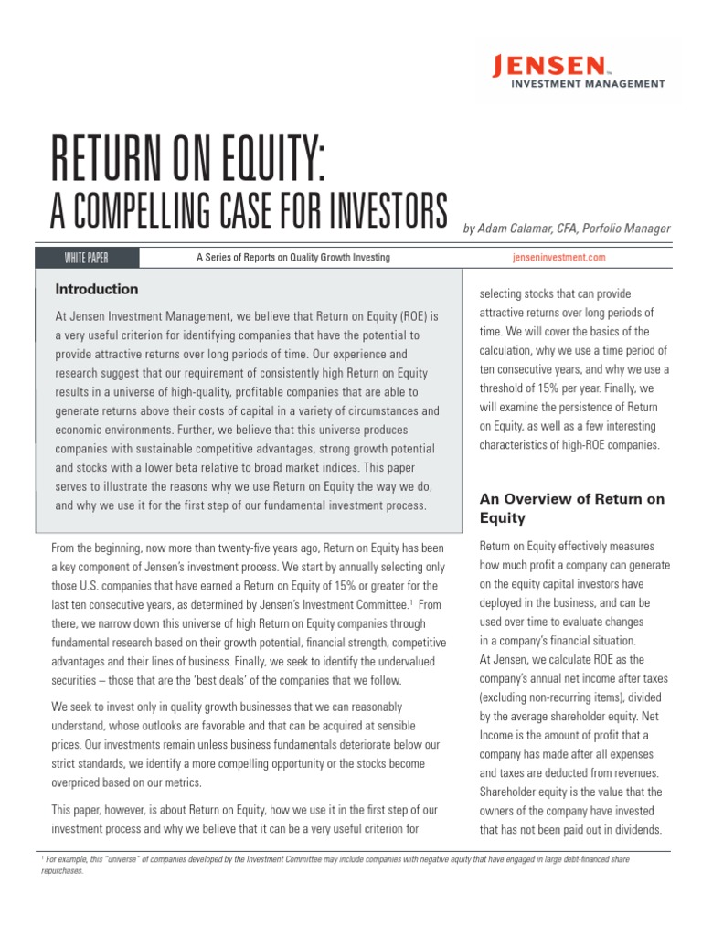 Return On Equity:: A Compelling Case For Investors | PDF | Stocks ...