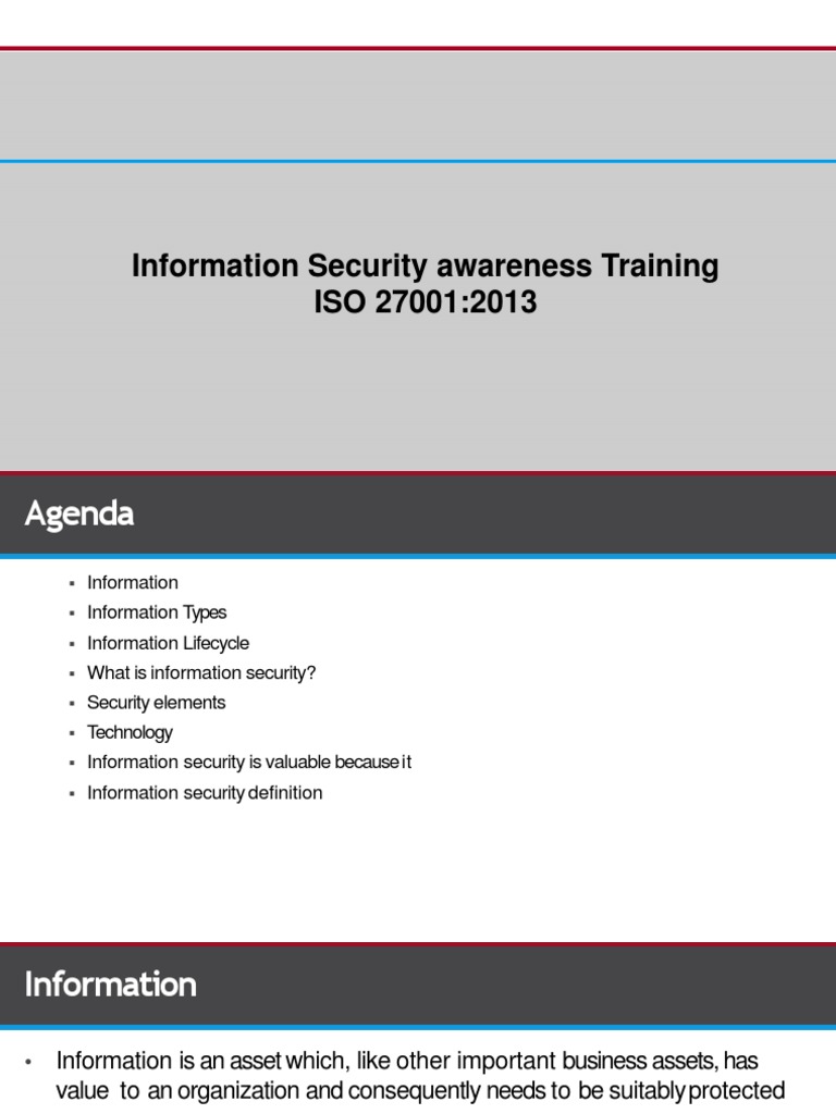 Information Security Awareness Training ISO 27001:2013 | PDF